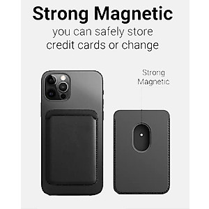 Lacase unisex Faux Leather Magnetic Card Wallet Holder with MagSafe for iPhone 14 / 13 / 12 Series, (Black)…