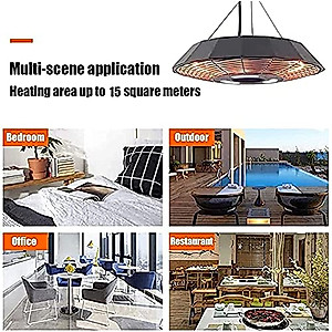 NaoSIn-Ni Outdoor Heater Patio Halogen Heaters,2000W Hanging Ceiling Mounted Heater 3 Gears Adjustable Electric Heating Lights for Indoor Garden Use