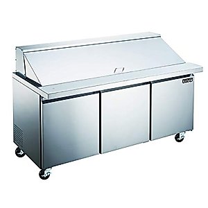 Xiltek New 72″ Three Door Mega Top Sandwich Salad Prep Refrigerator with 30 Pans Included