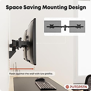 PUTORSEN Ultra Wide 24-38 Inch Dual Monitor Wall Mount, Full Motion Dual Wall Mount Monitor Arm Holds up to 22lbs, Double Computer Monitor Wall Mount for Most LED LCD Screens, VESA 75/100mm, Black