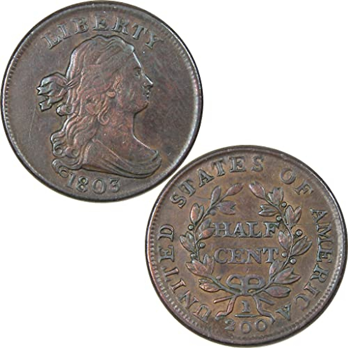 1803 Draped Bust Half Cent Extremely Fine Details Copper SKU:IPC6031