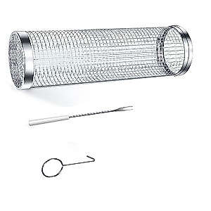 Rolling Grilling Baskets for Outdoor Grilling - Perfect BBQ Net for Veggies,Fries,Fish,Meats - 2PCS Cylindrical Stainless Steel Grilling Mesh for Outdoor BBQ Cooking/Camping/Picnic(8.2 Inch-High)