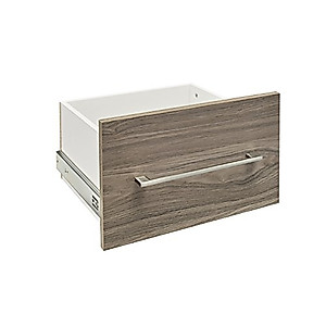 ClosetMaid SuiteSymphony Wood Closet Drawer, Add On Accessory, Modern Style, For Storage, Closet, Clothes, 16” x 10” Size for 16 in. Units, Natural Gray/Satin Nickel