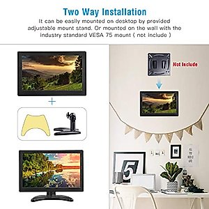 Topiacam 12 Inch Small HDMI Monitor, 1366x768 Portable Mini Computer Monitor Security Camera Monitor Screen LCD Display w/Speaker, HDMI VGA AV Port for PC Security CCTV System Raspberry Pi
