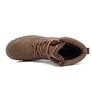 EYUSHIJIA Men's Hiking Boots Waterproof Outdoor Mid Ankle Lightweight Snow Shoes Trekking Trails(11, Brown-07-Fur Lining)