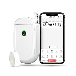 Marklife P11 Label Maker Machine with 4 Rolls Tape,Mini Thermal Wireless Inkless Sticker Printer Machine for Home Kitchen Office Organization