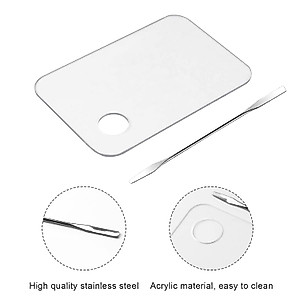 2PCS Acrylic Cosmetic Palette with 2PCS Spatula Tool,Makeup Palette Mixing Tray Apply for Foundation Eye Shadow Lipsticks Nail Art Professional Pigment Blending