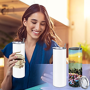 XccMe 8 Pack Sublimation Tumblers bulk,20 oz Straight Stainless Steel Tumbler,Double Wall Insulated Sublimation Blanks with Lid,Straw,Individually Boxed,Polymer Coating for Mug Press Machine