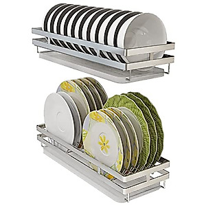 JUNXIAN Dish Rack Household Dish Storage Rack, Kitchen Dish Drying Rack, Dish Drying Storage Rack, Kitchen Storage Rack (Two Pieces) Dish Containers