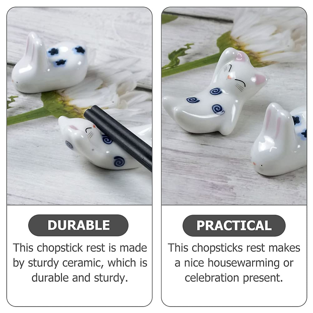 BESPORTBLE 3pcs Table Setting Chopstick Rest Rack Utensil Cutlery Pillow Rest for Chopsticks Easter Chopsticks Holder Miniature Cat Ceramic Rabbit Miniature Spoon Rest Cartoon Ceramics White