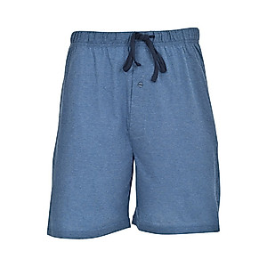 Hanes Men's 2 Pack Jersey Cotton Knit Tagless Sleep & Lounge Drawstring Shorts, Chambrey Blue Heather/Bright Navy, X-Large