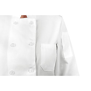KNG 3/4 Sleeve White Chef Coat for Women - Ladies Fitted Chefs Jacket - M