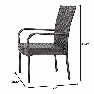 Christopher Knight Home CKH Outdoor PE Wicker Stackable Club Chairs, 2-Pcs Set, Grey