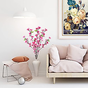 Asdomo 10PCS Artificial Cherry Blossom Branches Silk Spring Peach Blossom Fake Flowers Arrangements for Home Wedding Decoration