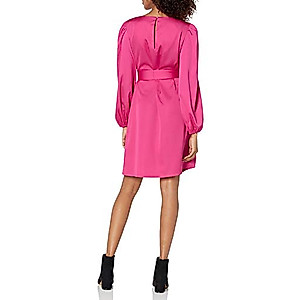 The Drop Women's @shopdandy Belted Silky Stretch Dress, Hot Pink, M