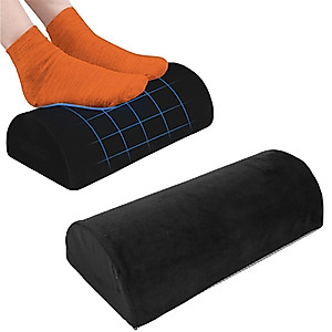 Jonlaki Memory Foam Half Moon Pillow, Black Ankle Knee Neck Lumbar Support Cushion. Home LegPillow, Ergonomic Design, Removable and Washable