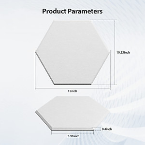 Amantech 12 Pack Acoustic Panels Self Adhesive Sound Proof Foam, High Density Sound Acoustic Foam Panel, 12X10.23X0.4 Inch Hexagon Wall Panels in Home,Office,Reccording Room,Studio(Snow White)