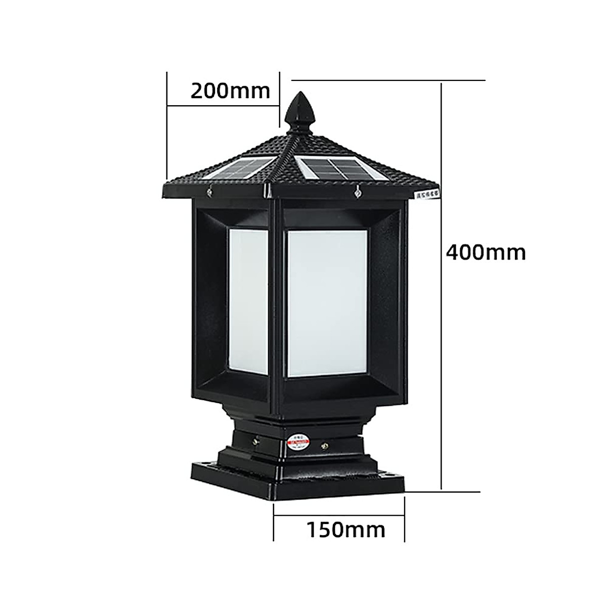 Codlyn Solar Fence Column Light Gate Pillar Waterproof Stigma Lamp Outdoor Garden Post Cap Light Garden Villa Railing Lawn Lamp Aluminum Decoration Lighting Fixtures, Black