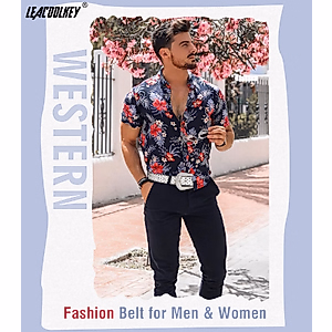 LEACOOLKEY Fashion Rhinestone Belt for Women for Jeans, Western Cowgirl Studded Leather Belt, Ladies Bling Rhinestone Belt