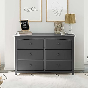 Storkcraft Kenton 6 Drawer Double Dresser (Gray) – Dresser for Kids Bedroom, Nursery Dresser Organizer, Chest of Drawers for Bedroom with 6 Drawers, Universal Design for Children’s Bedroom