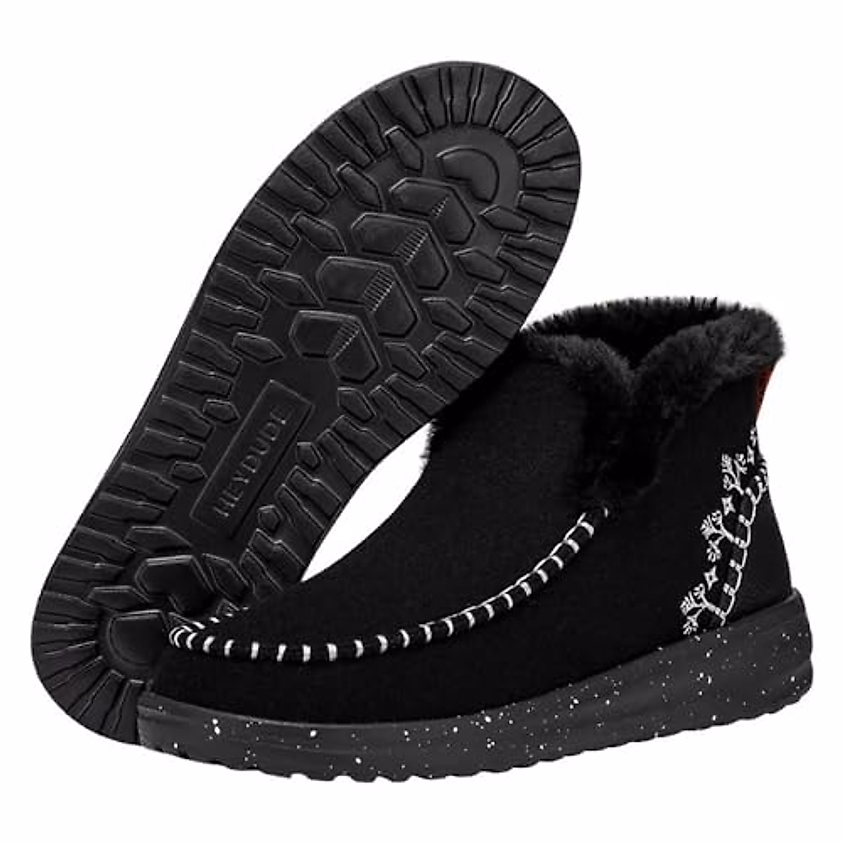 Hey Dude Denny Wool Faux Shearling Black Size 10 | Women's Boots | Women's Pull on Boots | Comfortable & Light-Weight