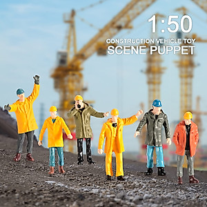 Colorful 6Pcs Tiny People Figures,1:50 Scale Model Worker Hand Painted Figures Male Construction Scene Site Figures for Miniature Scenes