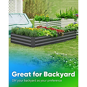 Quictent Galvanized Raised Garden Bed 6x3x1ft Thickened Metal Planter Box Hold 18cft Soil for Vegetables Corner Protector Bottomless Flowers Herbs Backyard Patio Tomato Cage Weed Barrier Included