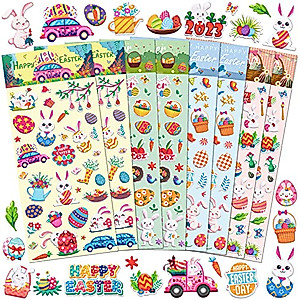 Easter Puffy Stickers for Kids, 180Pcs Cute Easter 3D Stickers for Scrapbooking DIY Phone Diary, Including Rabbit, Egg, Carrots, Chicke and More