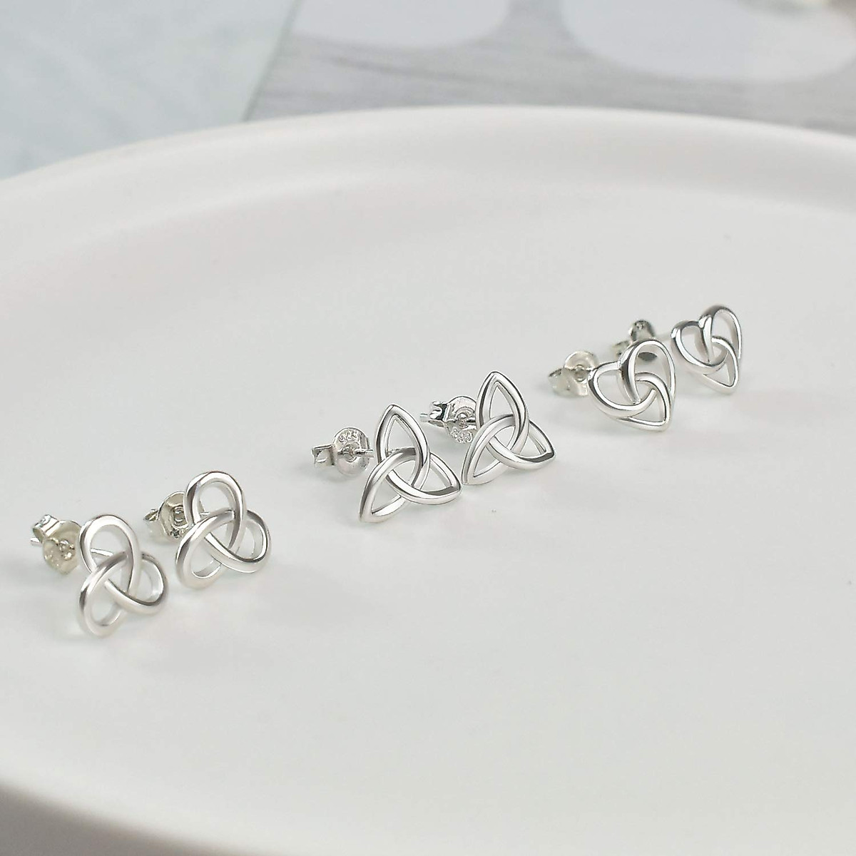 Sterling Silver Earrings for Women | Heart Celtic Love Knot Cross Triangle Vintage Stud hypoallergenic Earrings for Women Girls Jewelry Birthday Gifts