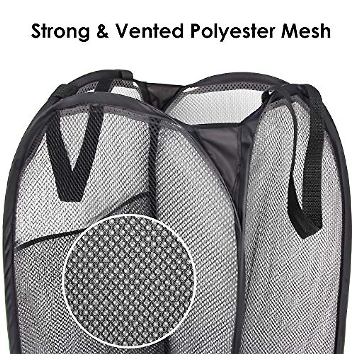 Pop-up Laundry Hamper, Folding Mesh Laundry Basket with Durable Handles, Collapsible Clothes Hampers for Kids Room, College Dorm, Travel