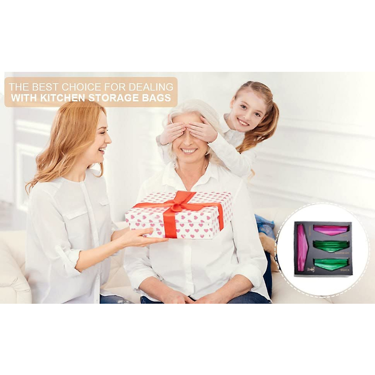 Ziplock Bag Bamboo Storage Organizer for Kitchen Drawer, Food Baggie Dispenser Box, Compatible with Quart Bag, Snack Bag, Sandwich Bag, Gallon Bag, (black)