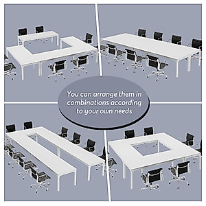 Tribesigns 78.74-Inch Conference Table Set,13FT Conference Room Table, Large Rectangle Meeting Seminar Tables Set,Long Business Tables (Chair not Included) (2, White, 2 Pack)