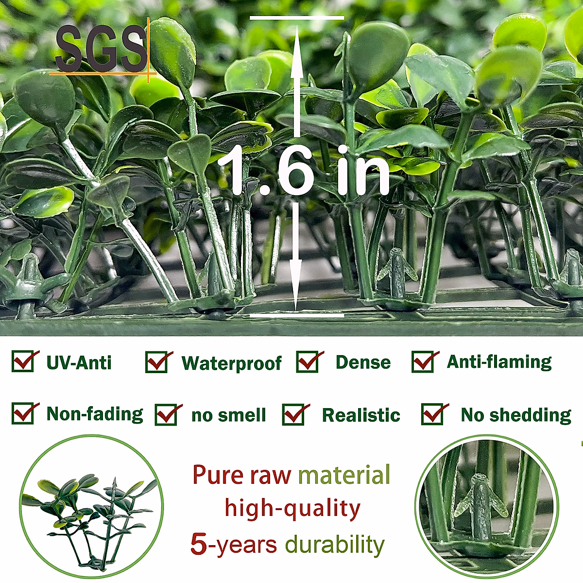 Bybeton Artificial Ivy Privacy Fence Screen,60"x120" (50 Sqft) UV-Anti Faux Boxwood Leaves Grass Wall Roll for Patio Balcony Privacy, Garden, Backyard Greenery Backdrop and Fence Decor