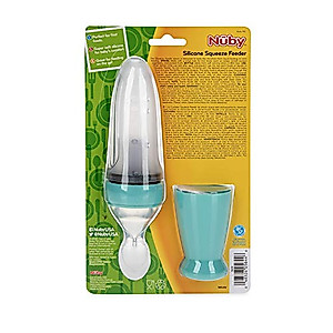 Nuby New & Improved Silicone Food Dispensing Squeeze Feeder with Cover & Stand, 4+ Months/ 3 Oz ...