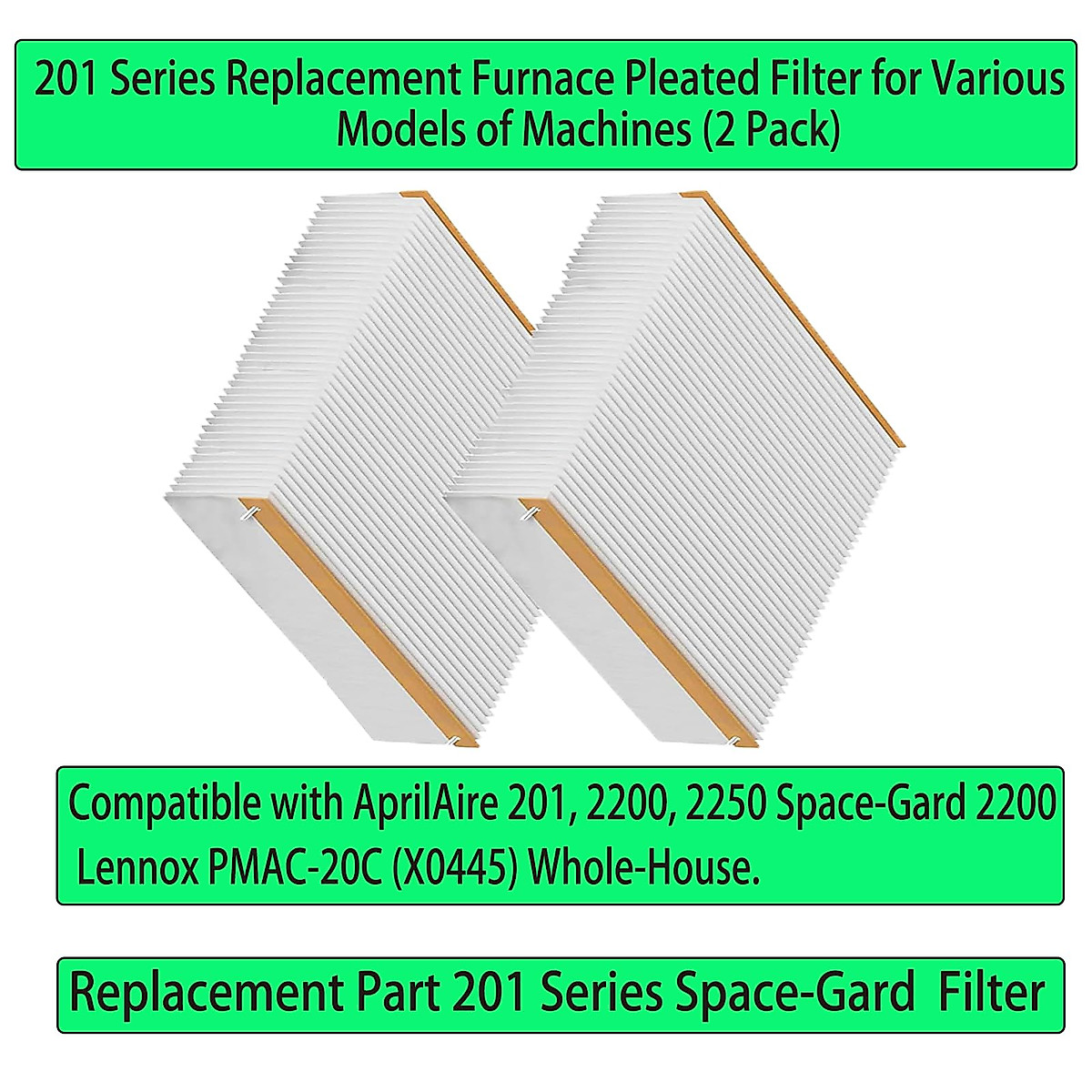 201 Replacement Filters for AprilAire 201 Space-Gard 2200 2250 Lennox PMAC-20C (X0445) Furnace Pleated Filter