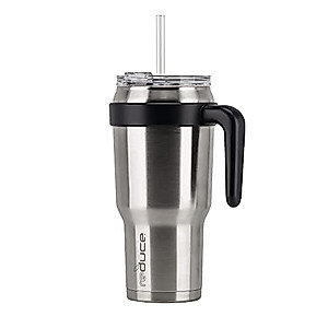 Reduce 40 oz Tumbler with Handle and Straw, Stainless Steel with Sip-It-Your-Way Lid - Keeps Drinks Cold up to 34 Hours - Sweat Proof, Dishwasher Safe, BPA Free - Stainless Steel Mug
