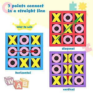 Tic Tac Toe - (Pack of 36) Foam Tic-Tac-Toe Mini Board Game for Kids - for Birthday Party Favors, Goody Bag Fillers, End of Year Gifts for Students (Blue, Purple, Red)