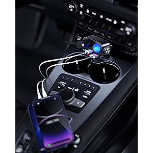 USB C Car Charger, BUVAYE 2-Socket Cigarette Lighter Splitter with 12V/24V Dual PD30W & QC3.0 Fast Charging, Cigarette Lighter Adapter Separate Switch LED Voltage Display for Phone, GPS, Dash Cam