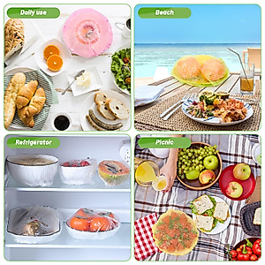 90Pcs Reusable Elastic Food Bowl Storage Covers, Sublaga Bowl Covers, Variety of 5 Translucent Stretchable Sizes and Colorful Dish Plate Covers, Alternative to foil, Plastic Wrap,BPA Free