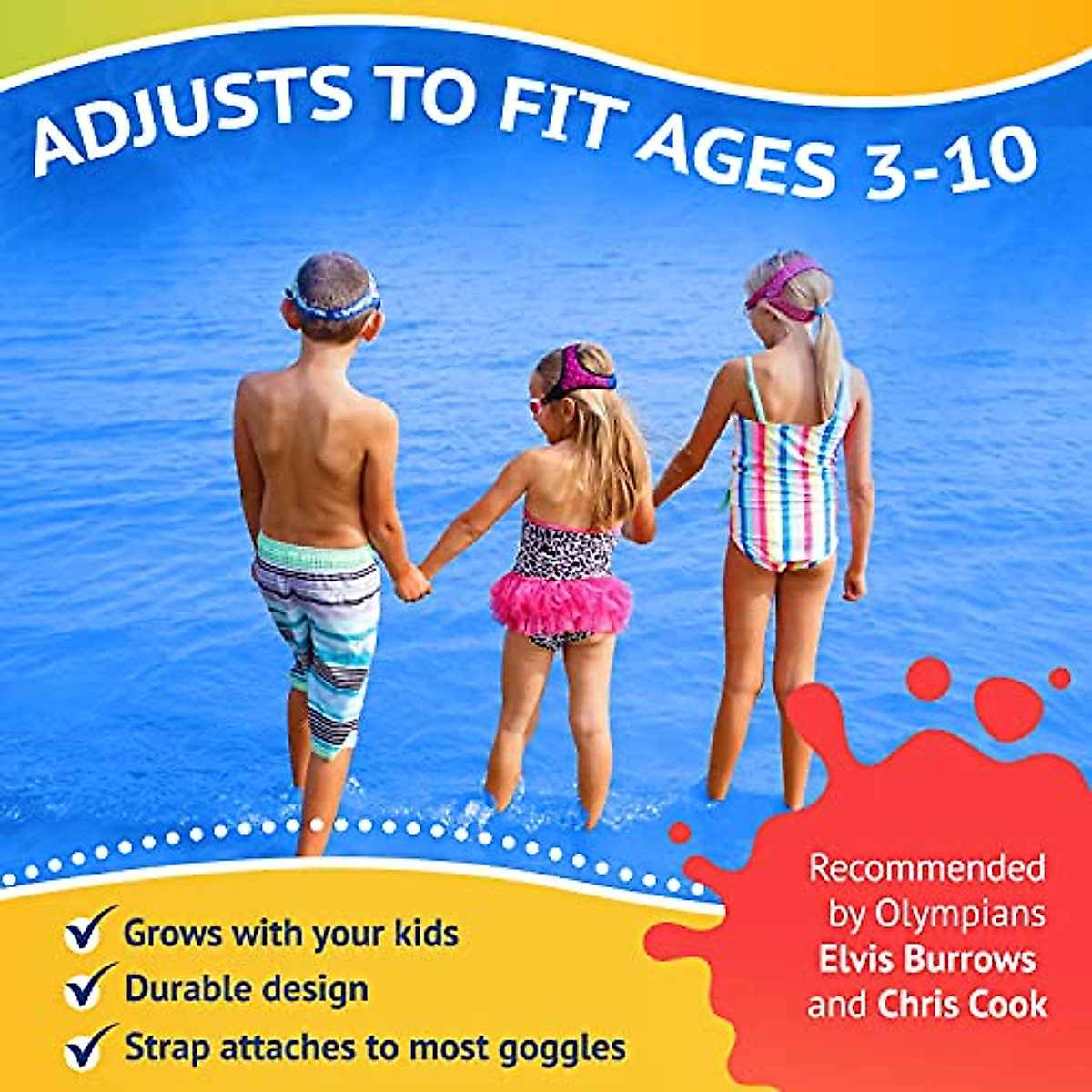 Frogglez Pain-Free Swim Goggles for Kids Under 10 (Ages 3-10), No Hair Pulling, Recommended by Olympic Swimmers