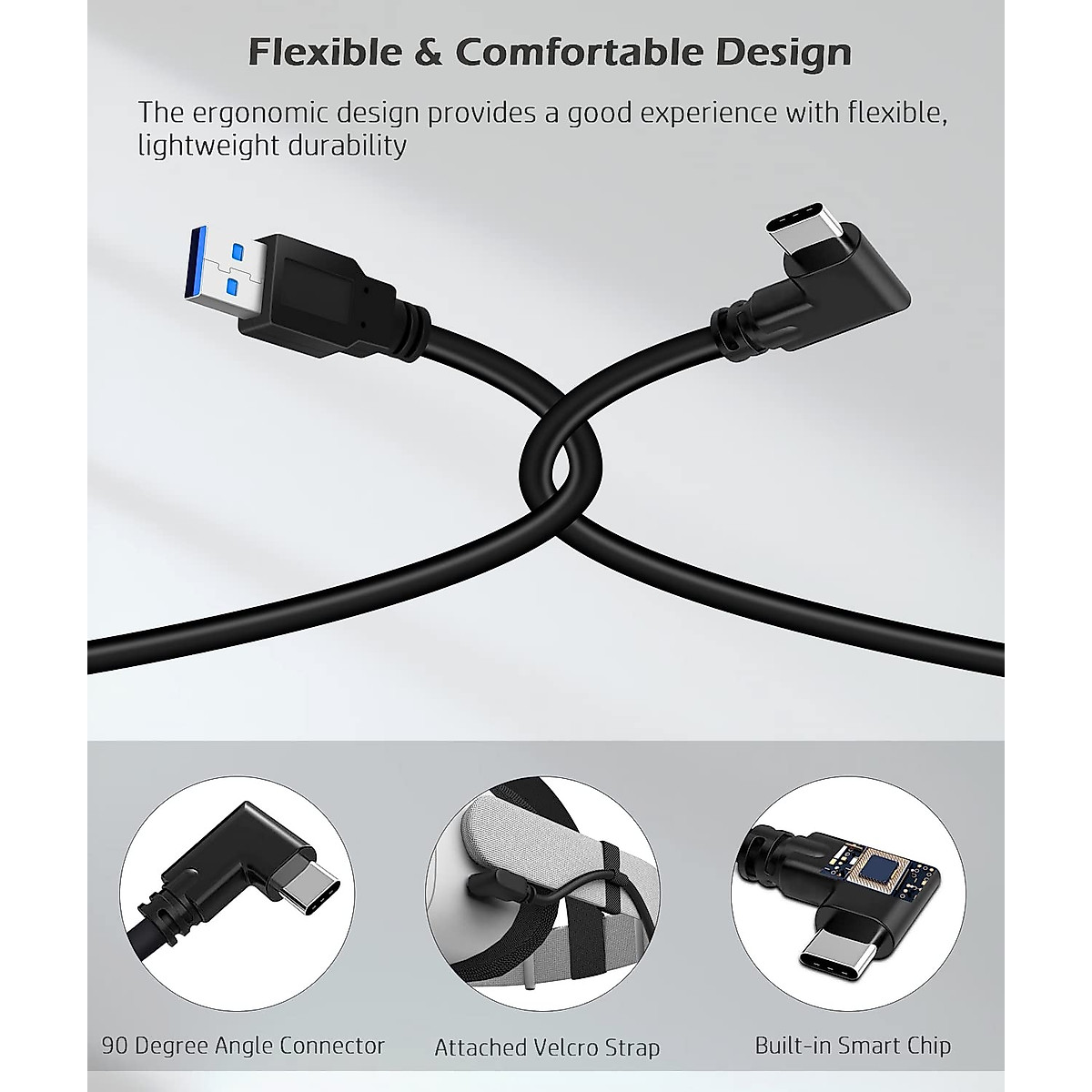 VOKOO Link Cable Compatible with Meta/Oculus Quest 3 Accessories, USB C 3.2 Gen1 High Speed Data Transfer & Fast Charging Cable, 16ft