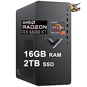 HP Victus 15L Gaming Desktop Computer AMD Octa-Core Ryzen 7 5700G Processor (Beats i7-10700) 16GB RAM 2TB SSD AMD Radeon RX 6600XT 8GB Graphic (>NVIDIA RTX 3060) USB-C DiplayPort Win11 + HDMI Cable
