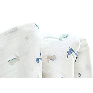 Cotton Organics Muslin Swaddle Blanket, Extra Soft and Hypoallergenic Organic Cotton, Gift Box (Blue)