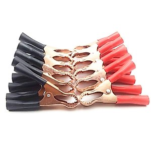 12 Pcs 80mm Car Battery Alligator Clips Clamps 50A Red Black