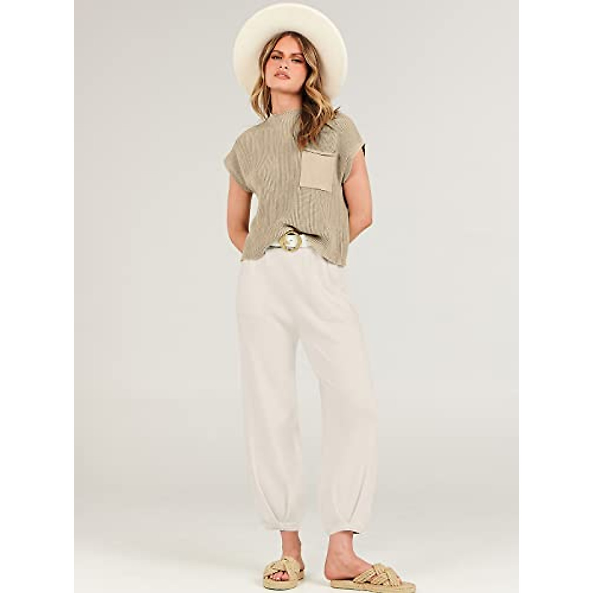 Caracilia Womens Two 2 Piece Outfits Lounge Sets 2023 Casual Fall Summer Fashion Matching Sweater Set Classy Comfy Sweatsuit Casual Cozy Knit Loungewear Set Airport Clothes ClothingC95A3qiankaqi-S