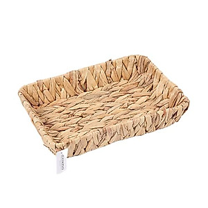 Hand-Woven Large Storage Baskets , Water Hyacinth Wicker Baskets for Organizing,Woven Baskets, Organizer, Natural Container，13.38” x 9.5” x 2.75”
