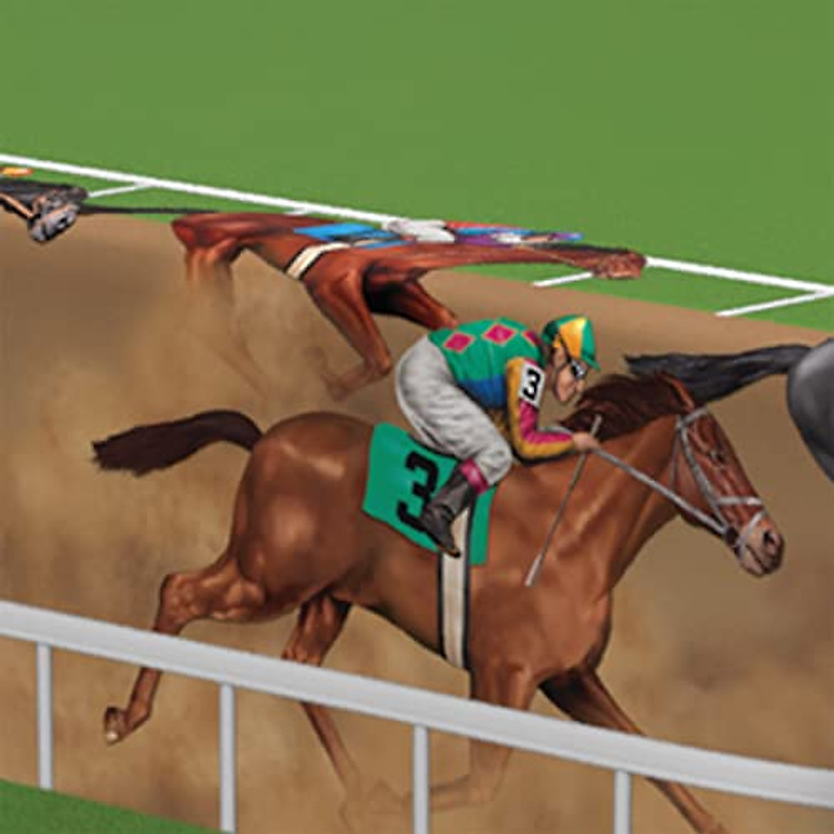 Beistle Horse Racing Tablecover, 54 by 108-Inch, Multicolor