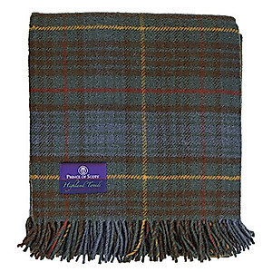 Prince of Scots Highland Tartan Tweed 100% Pure New Wool Fluffy Throw ~ Antique Hunting Stewart ~