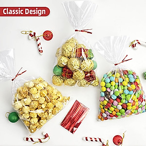 Morepack Cellophane Bags 6x10 Inches Clear Cellophane Treat Bags With Twist Ties,100 Pieces