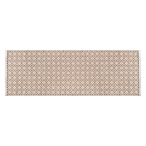 THE BEER VALLEY Diamond Woven Runner Rug 2'x6' - Beige, Anti-Slip Farmhouse Cotton Rugs for Hallway Kitchen Living Room - 24x72 Inches